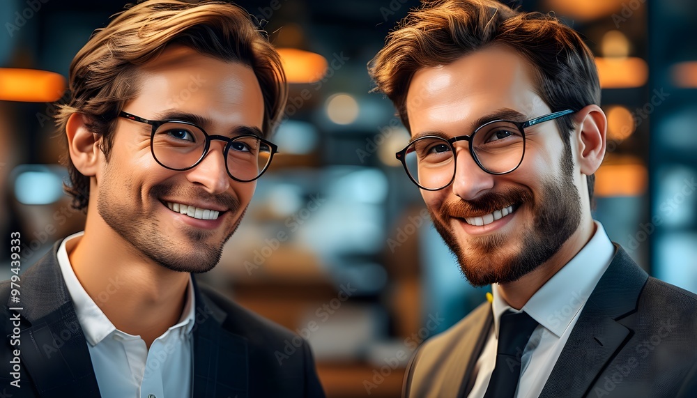 Inspiring conversation between two smiling business professionals ...