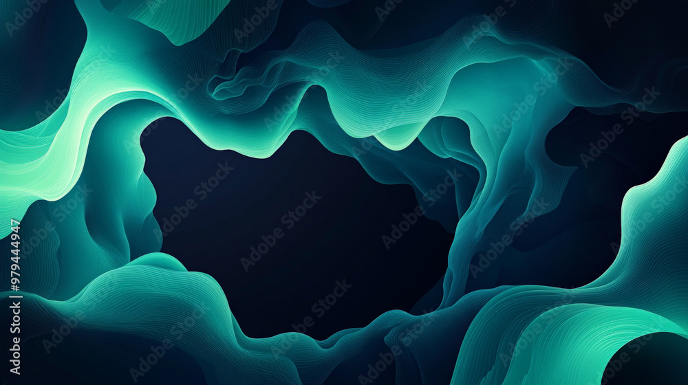 Cool fluid gradients of blue and green form a flowing frame around a ...
