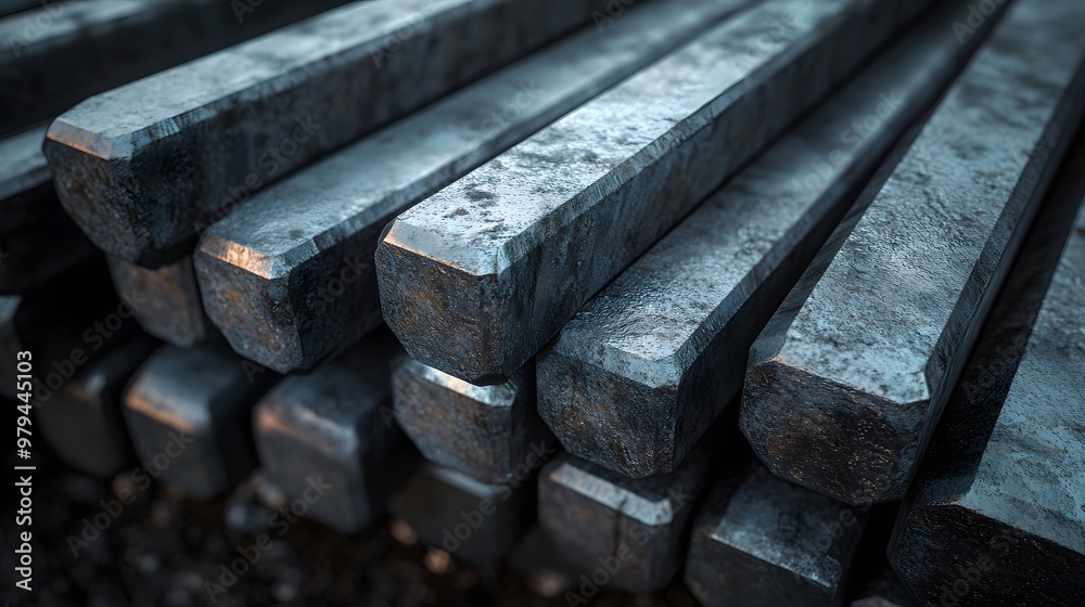 Lead metal bars captured in close-up photography, showcasing dull gray ...