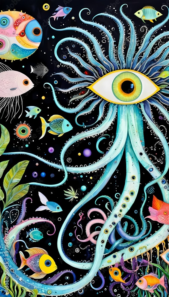 The inner world of autistic people in psychedelic art with fish ...
