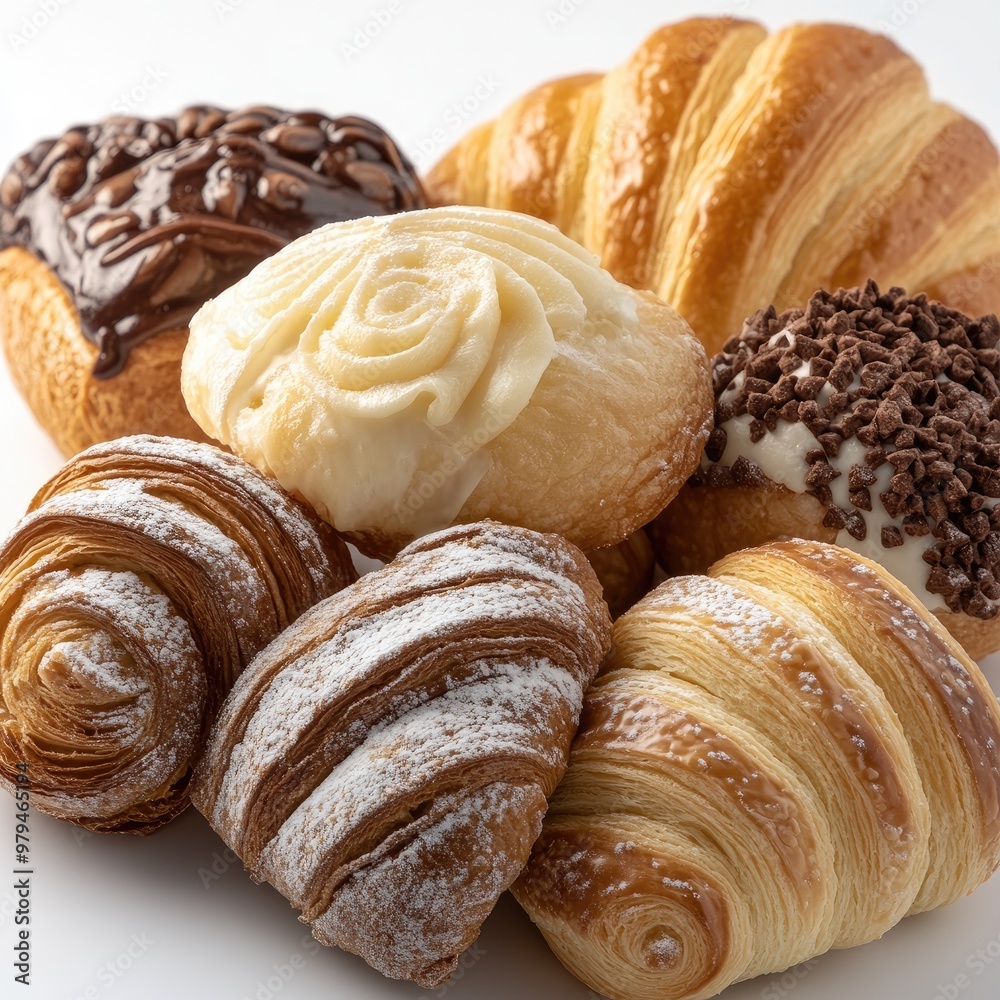 Assorted pastries airy and light atmosphere, soft shadows Stock Photo ...