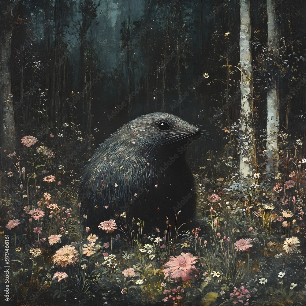 High-resolution image of a mole emerging from its burrow with intricate ...