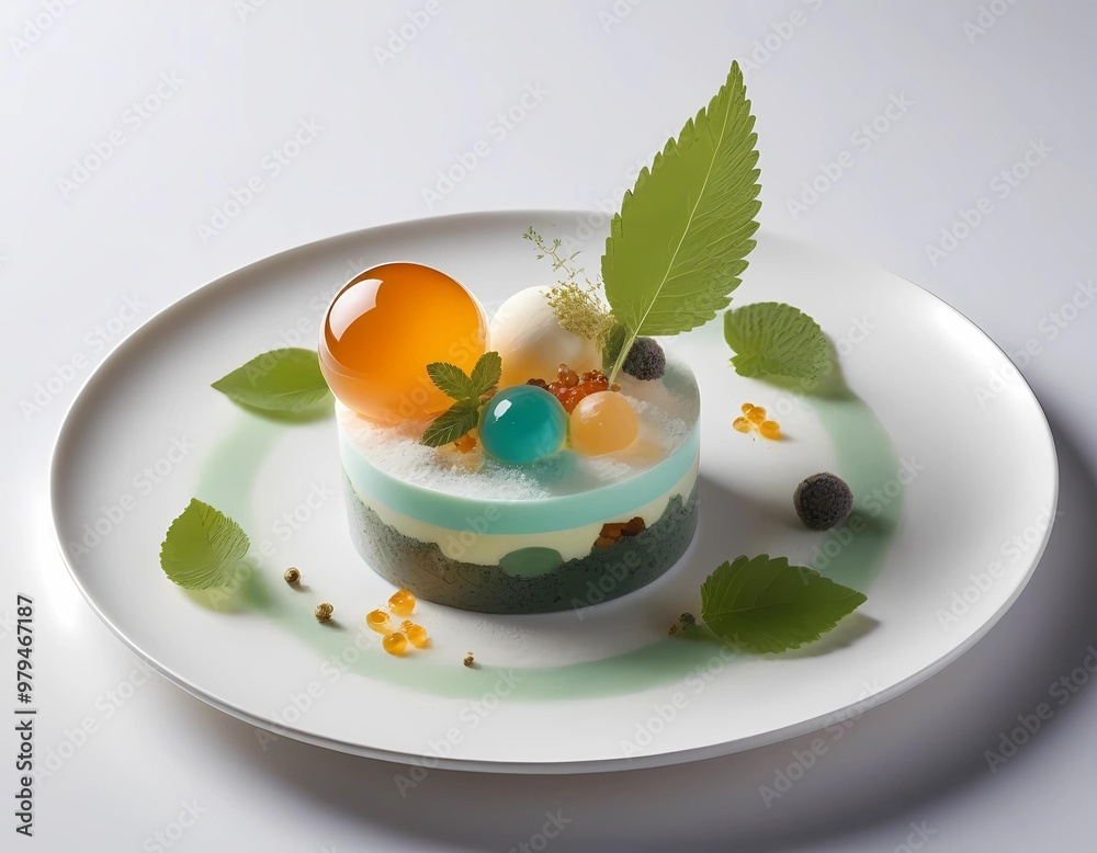 Imagine a scene from the future, a table is set with a dessert that ...