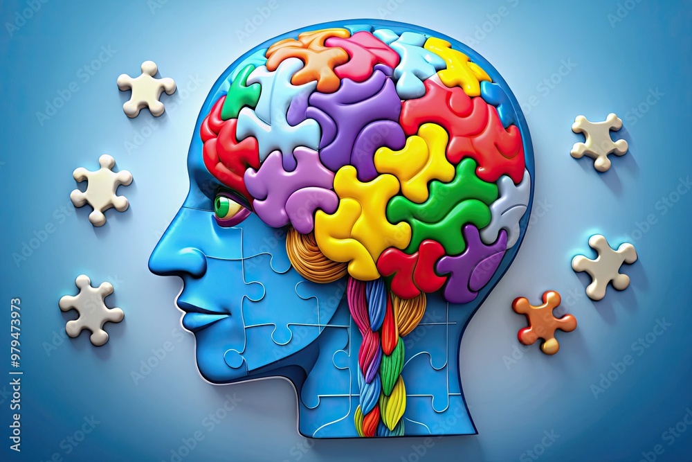 Cognitive Architecture 3D puzzle pieces human brain anatomy psychology ...