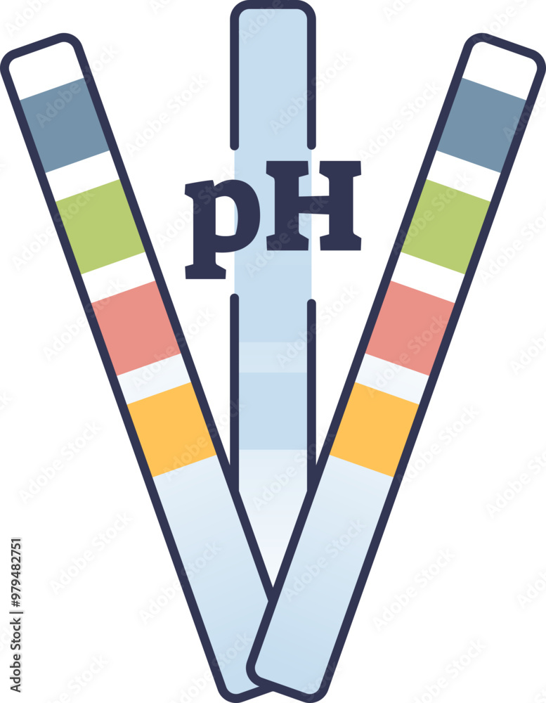 Illustration of pH strips with color indicators, representing pH ...