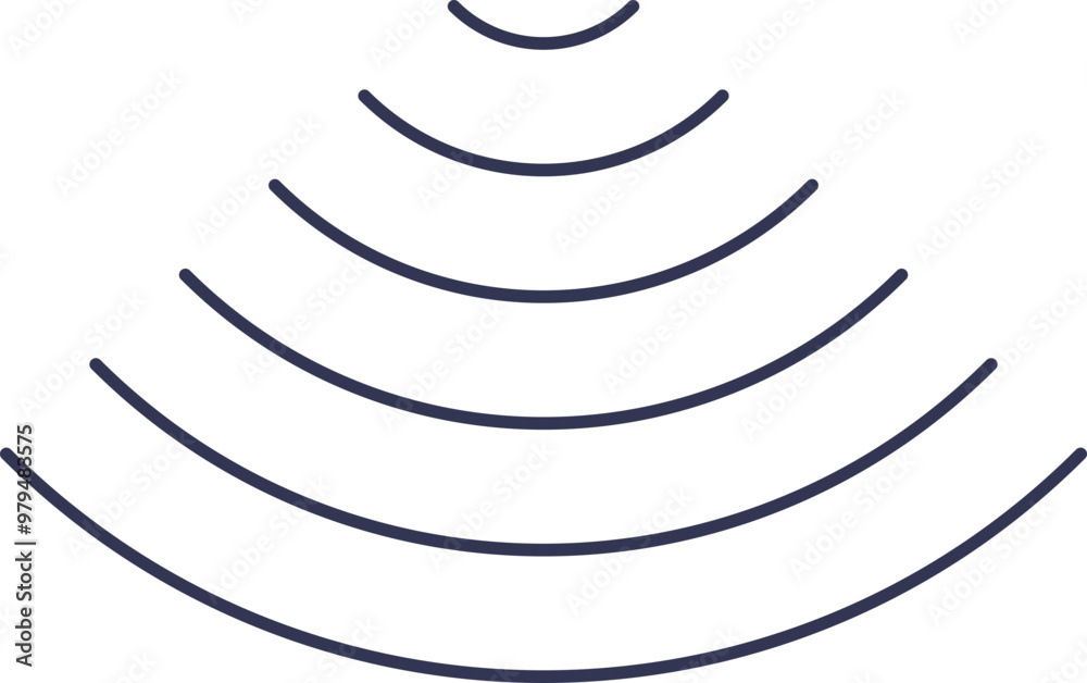 Concentric sonar lines representing sound waves or signal transmission ...