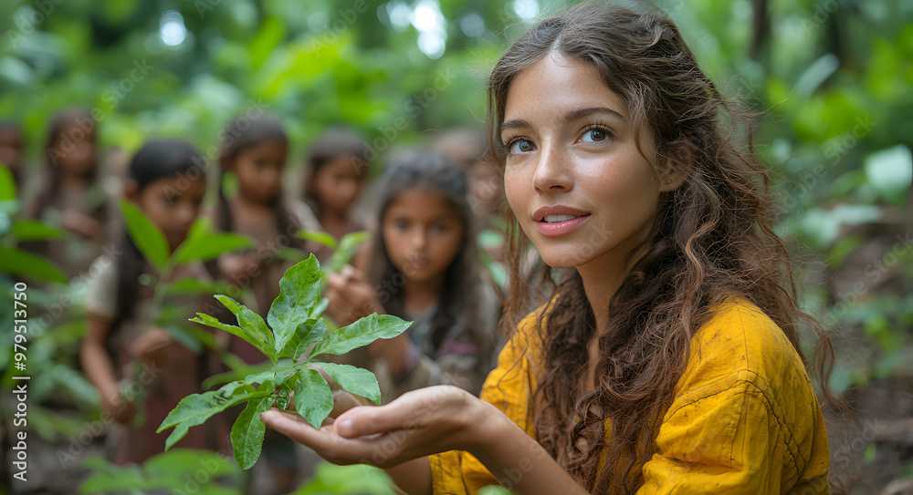 “A Woman Teacher is Teaching Children About Plants in the Classroom ...