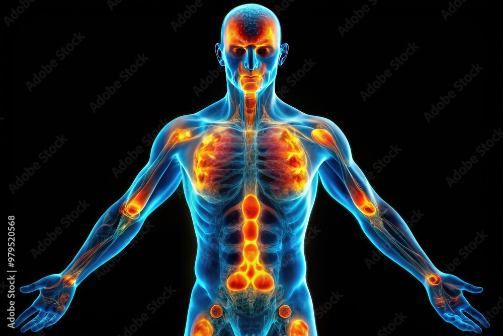 infrared thermal imaging visualization of human body highlighting ...