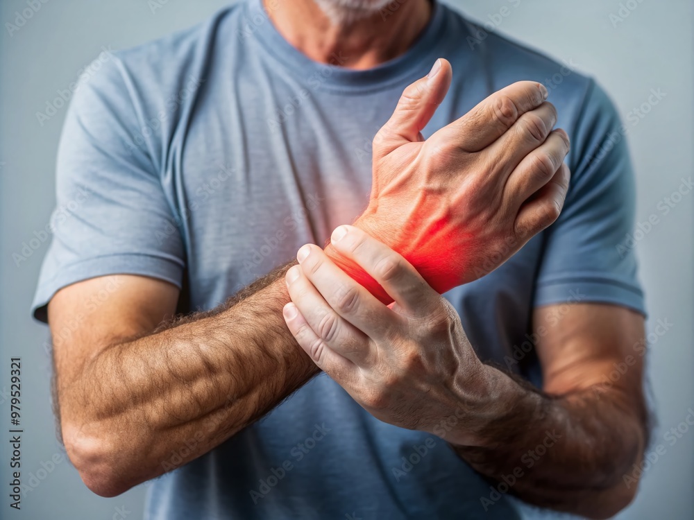 Close-up of a person's hand grasping and flexing their thumb ...