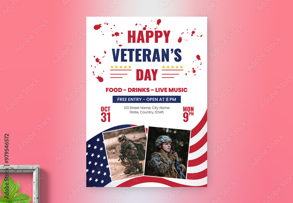 Memorial Veterans Day Invitation Event Flyer Layout Stock Template ...