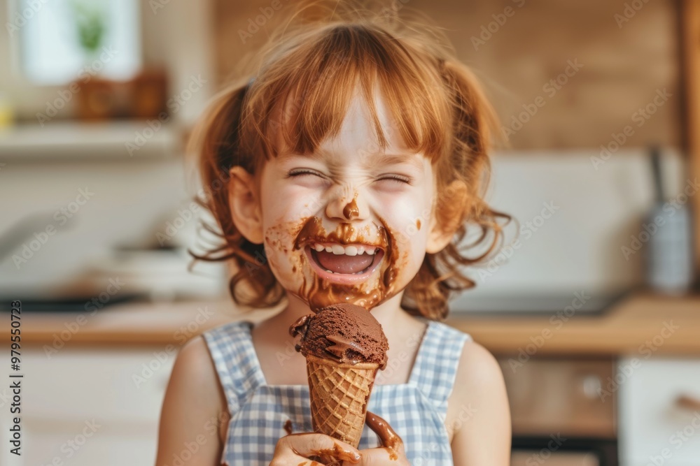 Child short hair and freckles glowing cheerful freedom. Child takes ...