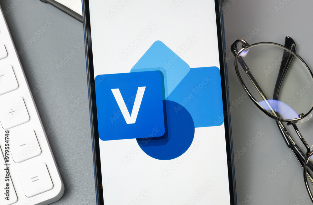 New York, USA - 30 August 2024: Microsoft Office Visio Logo on Phone ...
