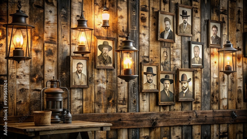 Rustic saloon-inspired western wallpaper in black and white features ...