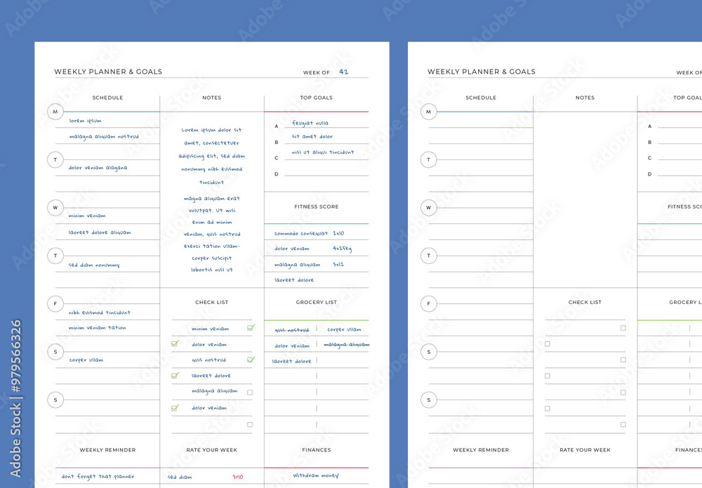 Modern Planner With Simple Design For Weekly Tasks modèle Stock | Adobe ...
