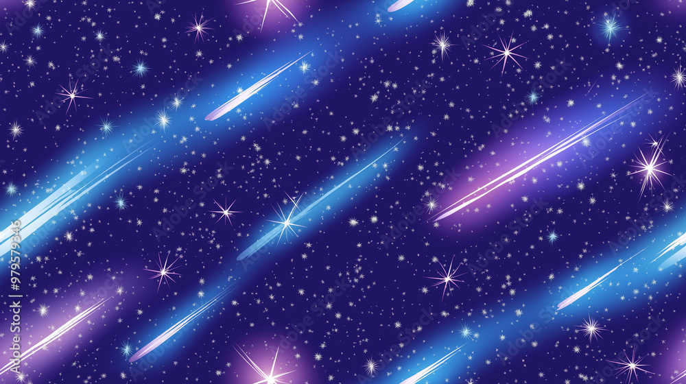 Night Sky with Shooting Stars: Seamless design of a night sky filled ...
