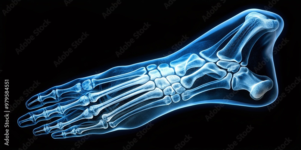 High-contrast X-ray image shows intricate skeletal structure of human ...