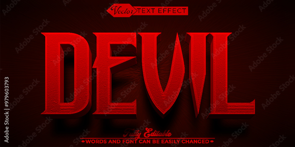 Medieval Horror Red Devil Vector Editable Text Effect Template Stock ...
