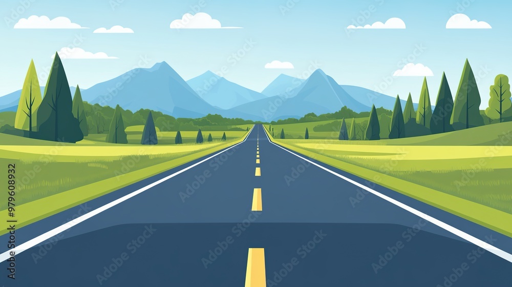 Simple 2D illustration of a long highway cross section with no ...