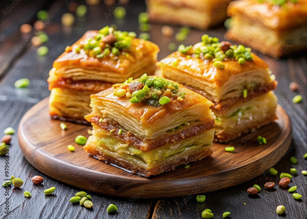 Vibrant layers of honey-soaked phyllo pastry filled with crunchy ...