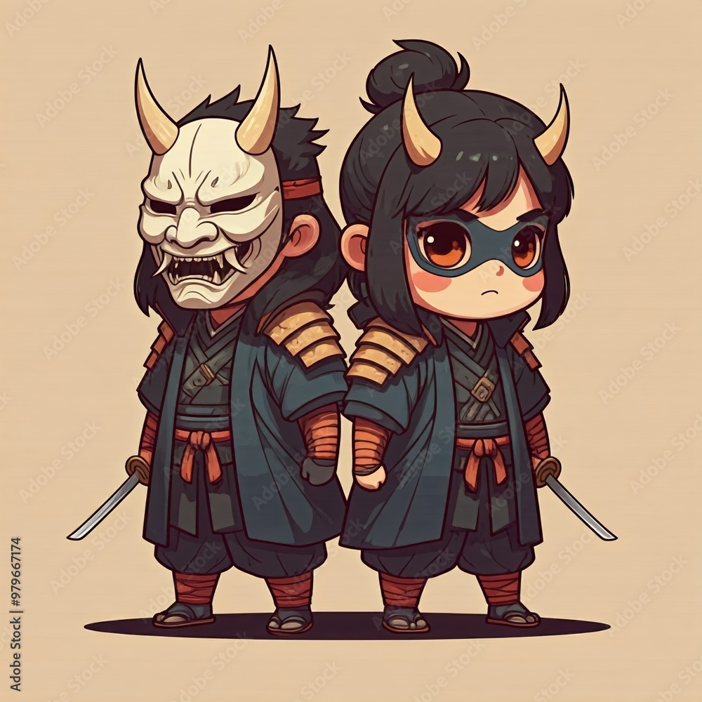 "Chibi Cute Japanese Samurai" with a colorful and charming touch of ...