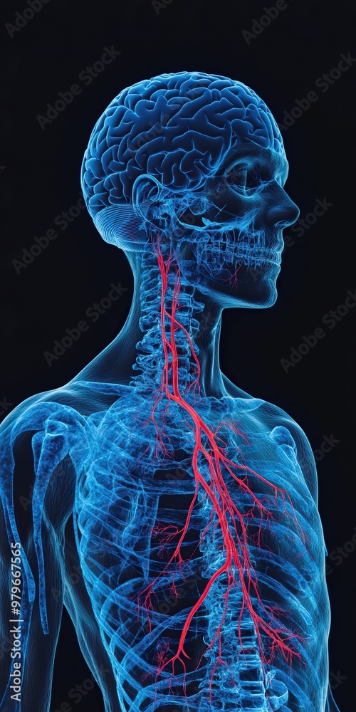 Detailed anatomical illustration of the human body highlighting the ...
