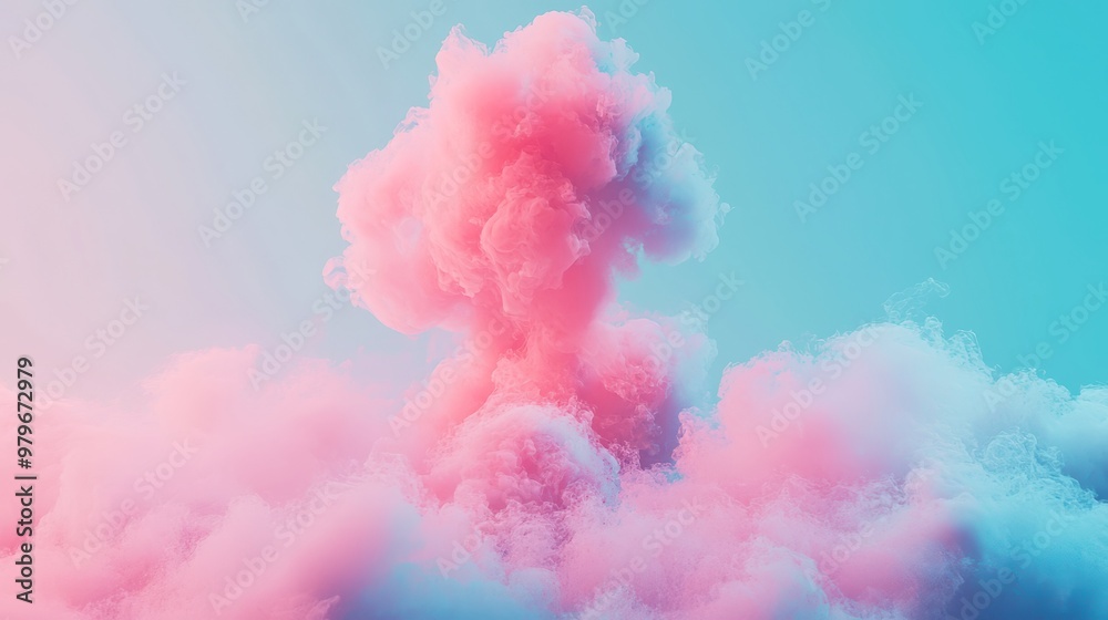 Mysterious Storm Sky, abstract artwork featuring a blend of misty textures, swirling blue and ...