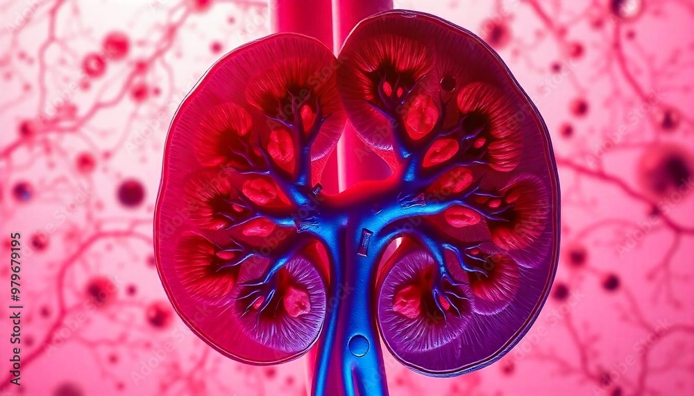 Renal pathology image displaying chronic kidney disease effects on ...