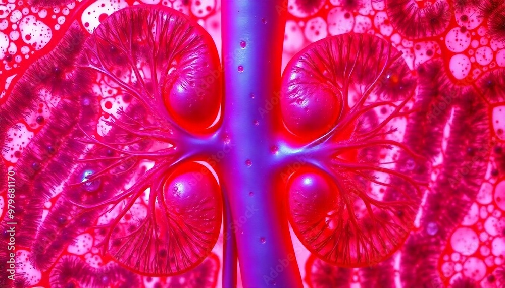 Renal pathology image displaying chronic kidney disease effects on ...