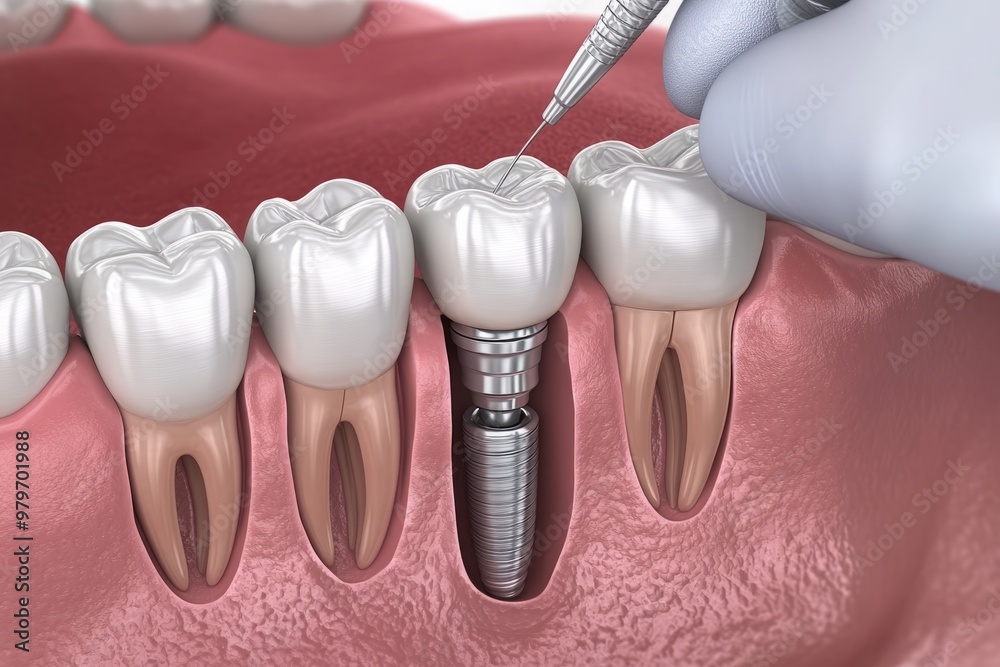 Dentist performing precise root canal treatment, removing infected pulp ...