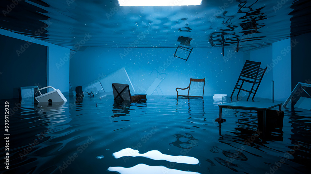 Flooded Room in Studio Lighting – Commercial-Grade Imagery of Rising ...
