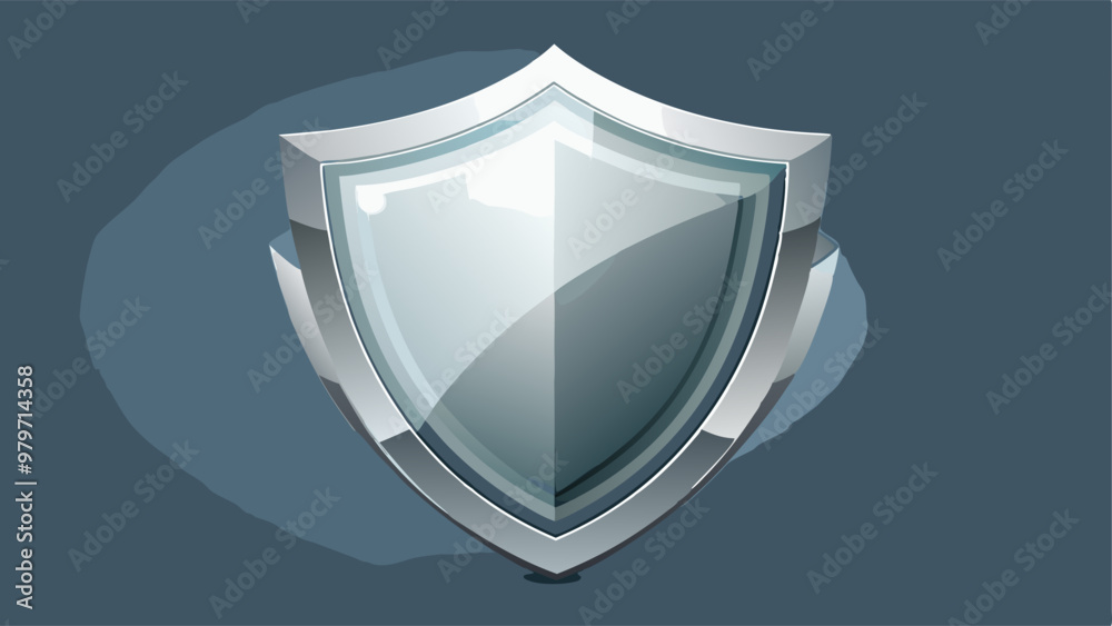 Transparent white glass shield with silver metal border front and side ...