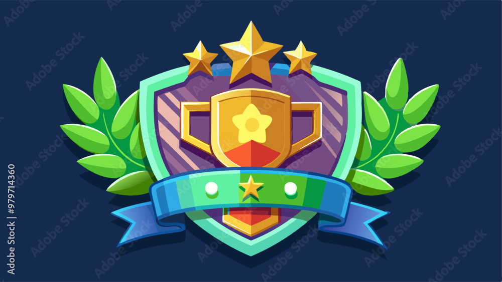 Badge for level or tournament victory game ui design. Cartoon vector ...