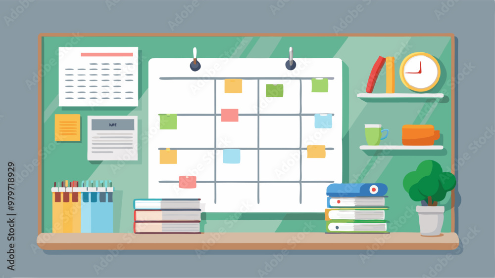 Realistic whiteboard for memo notes and planner isolated in vector ...