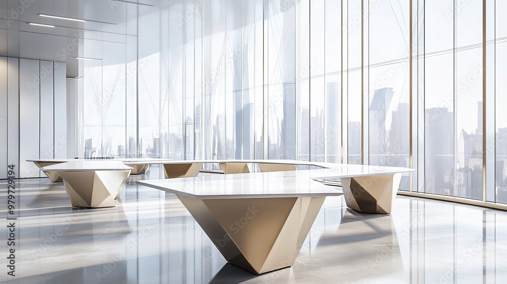 Photo & Art Print hyper modern tables in perpendicular and grid ...