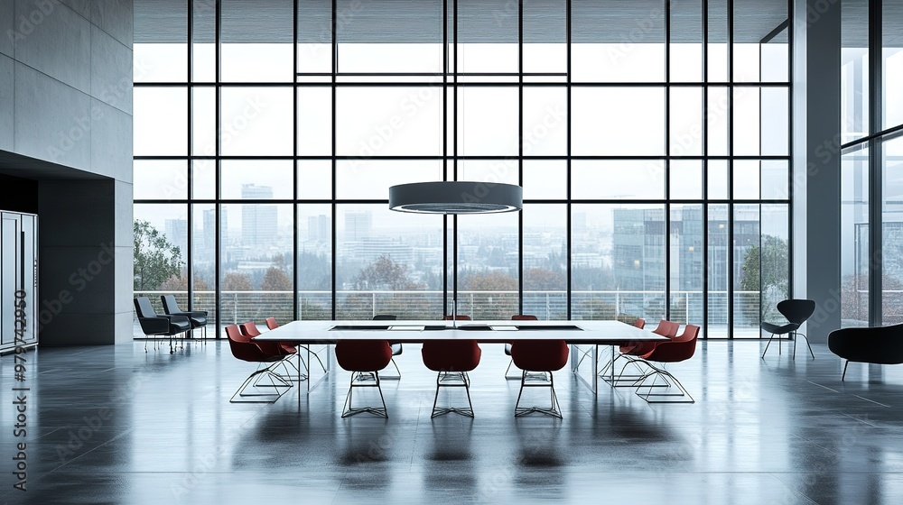 hyper modern tables in perpendicular and grid formation office layout ...