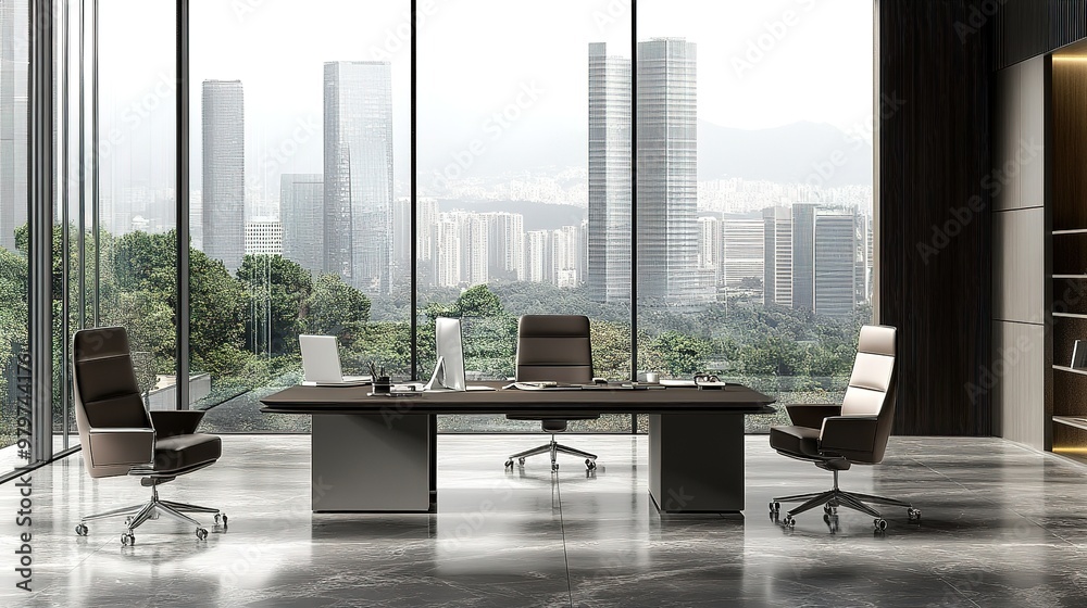 hyper modern tables in perpendicular and grid formation office layout ...