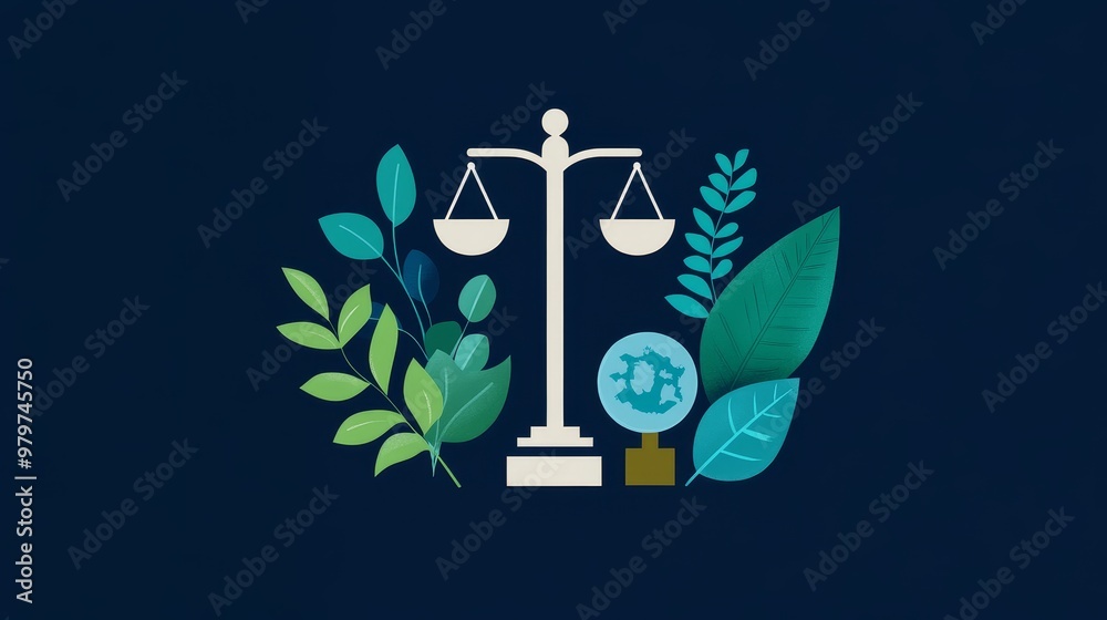 Sustainable Justice: Balancing Ethics and Environment, symbolized by a ...