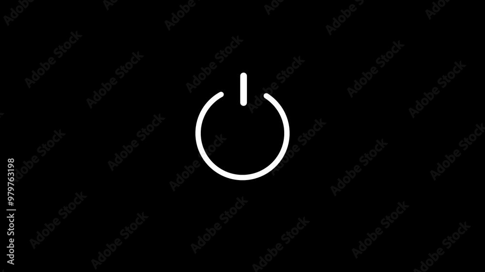 white power button icon animation on a black background. Off, On icon ...