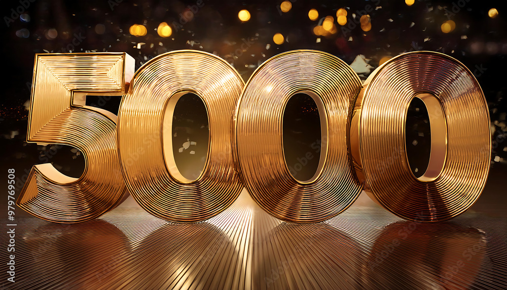 3D golden number 5000 – A shiny gold number 5000, rendered in 3D ...