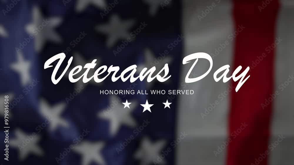 Thank you veterans. Happy Veterans Day Text Animation waving USA flag ...