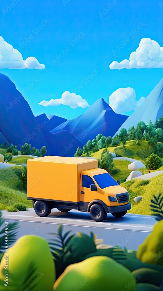 Clean and modern 2D animation of a package being delivered by a small ...