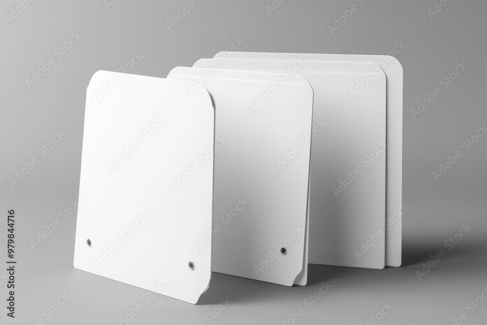 For mock up, white reinforced A4 single pocket folders are shown on a ...