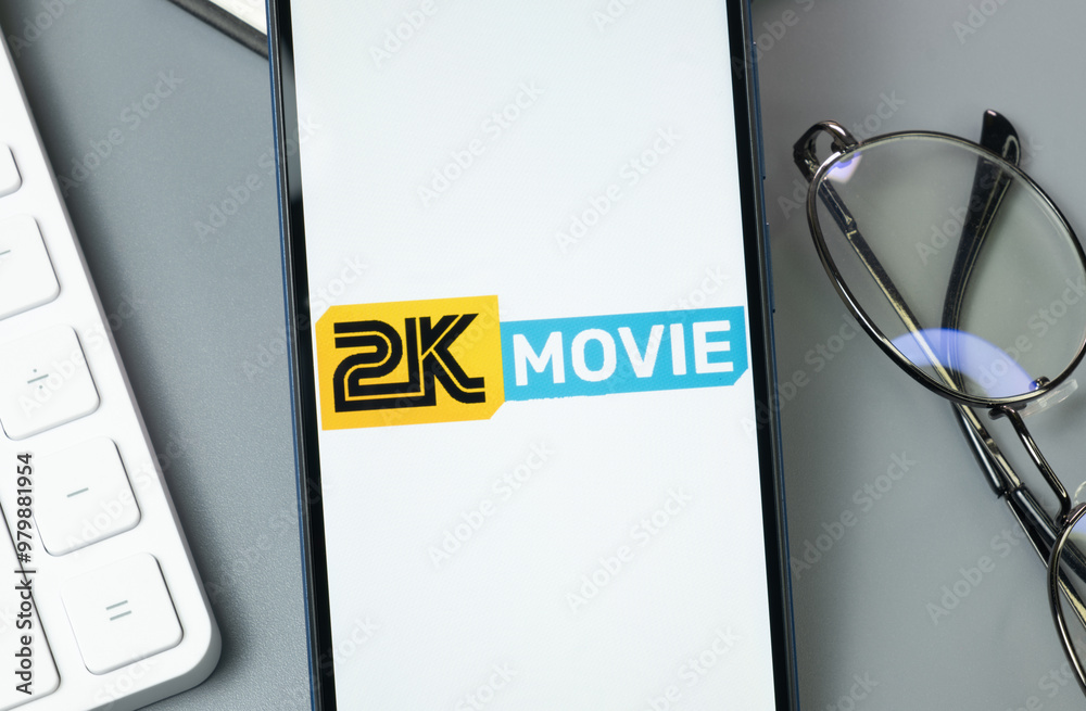 New York, USA - 30 August 2024: 2Kmovie Logo on Phone Screen, Company ...