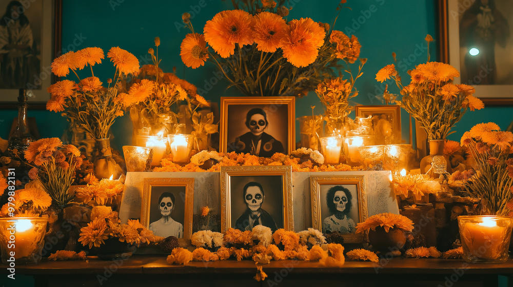 Ofrenda with Family Photos, an altar with photos of loved ones ...