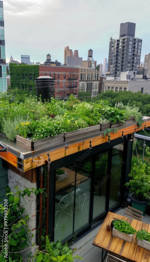 Green Roof Restaurant with Lush Vegetation and Outdoor Dining Area ...