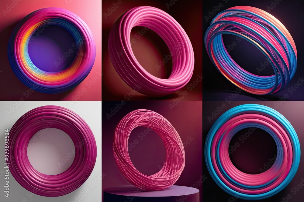 Dynamic 3D Toroidal Shapes Collection of Colorful Artistic Designs with ...