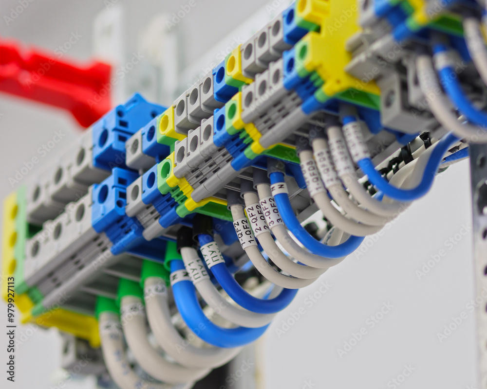 Foto de Electrical screw through terminals with connected insulated ...