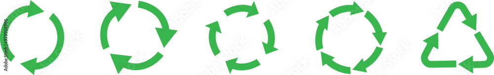 recycle symbol in flat style set icons with frame. vector for apps and ...