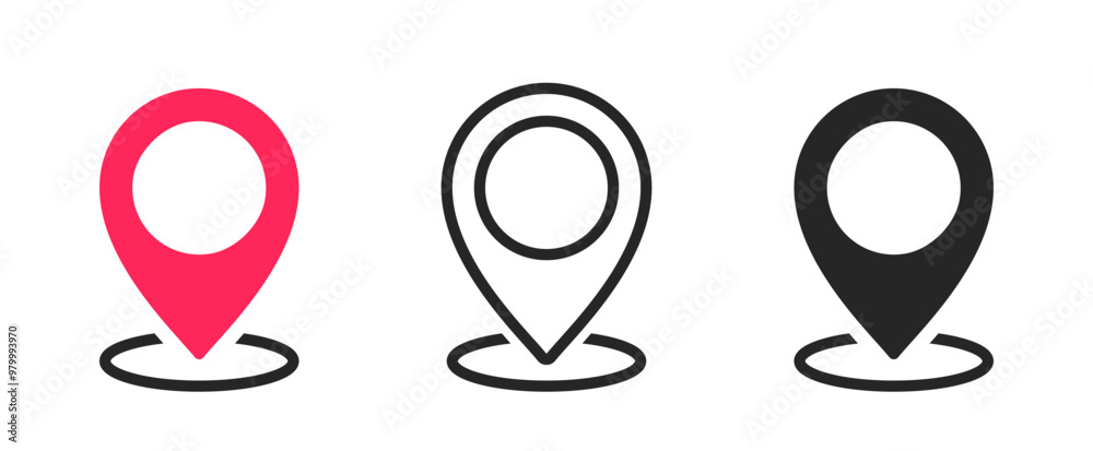 Pin icon set. Map pointers sign set. Location map icon. Specific ...