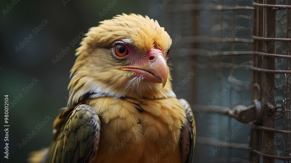 A rebellious bird refusing to be caged, its determination shining ...